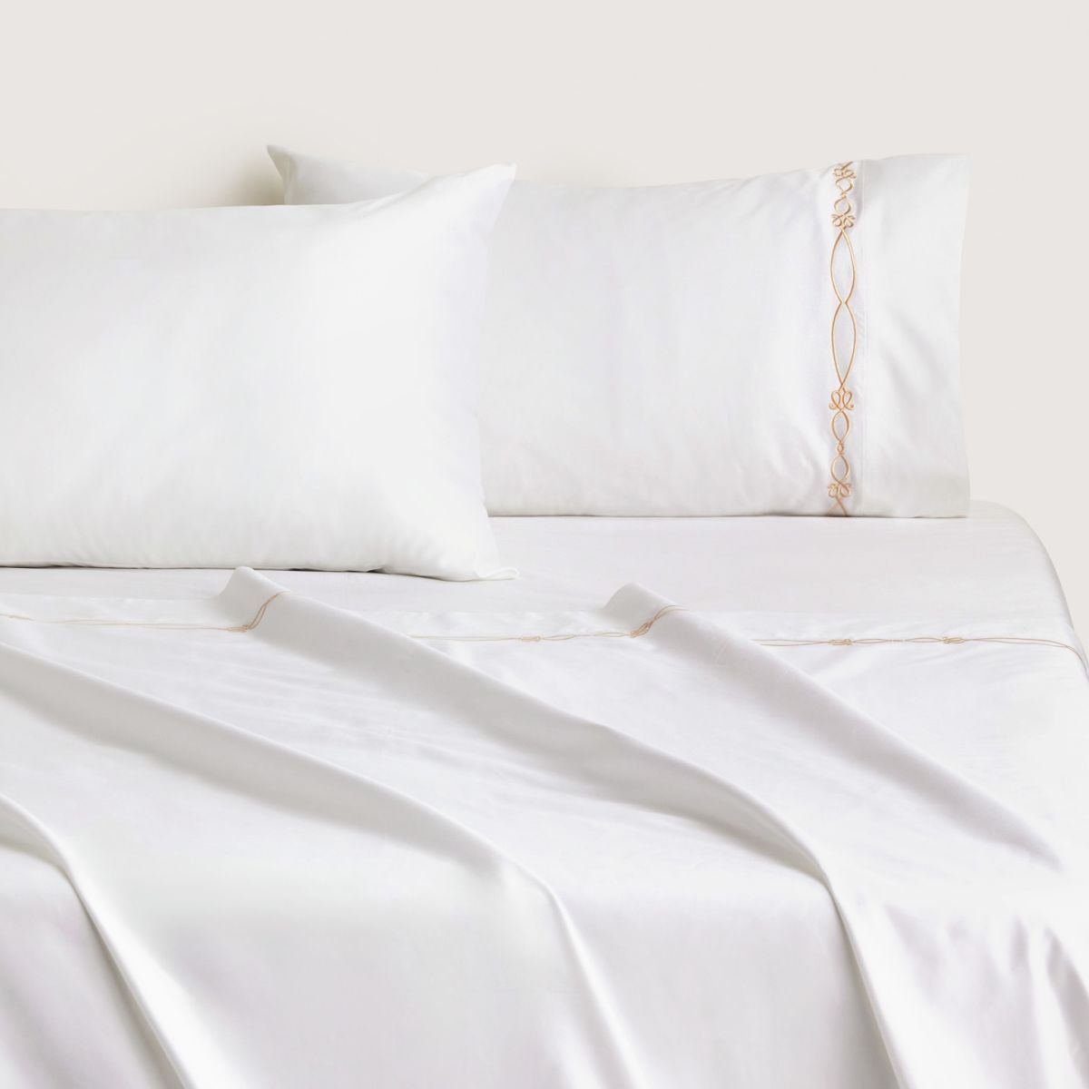 Buy snow/almond 1200TC Palais Trellis Flat Sheet | Sheridan Australia